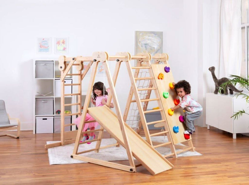 Indoor 8-in-1 Foldable Wooden Jungle Gym | Chestnut From Avenlur ...