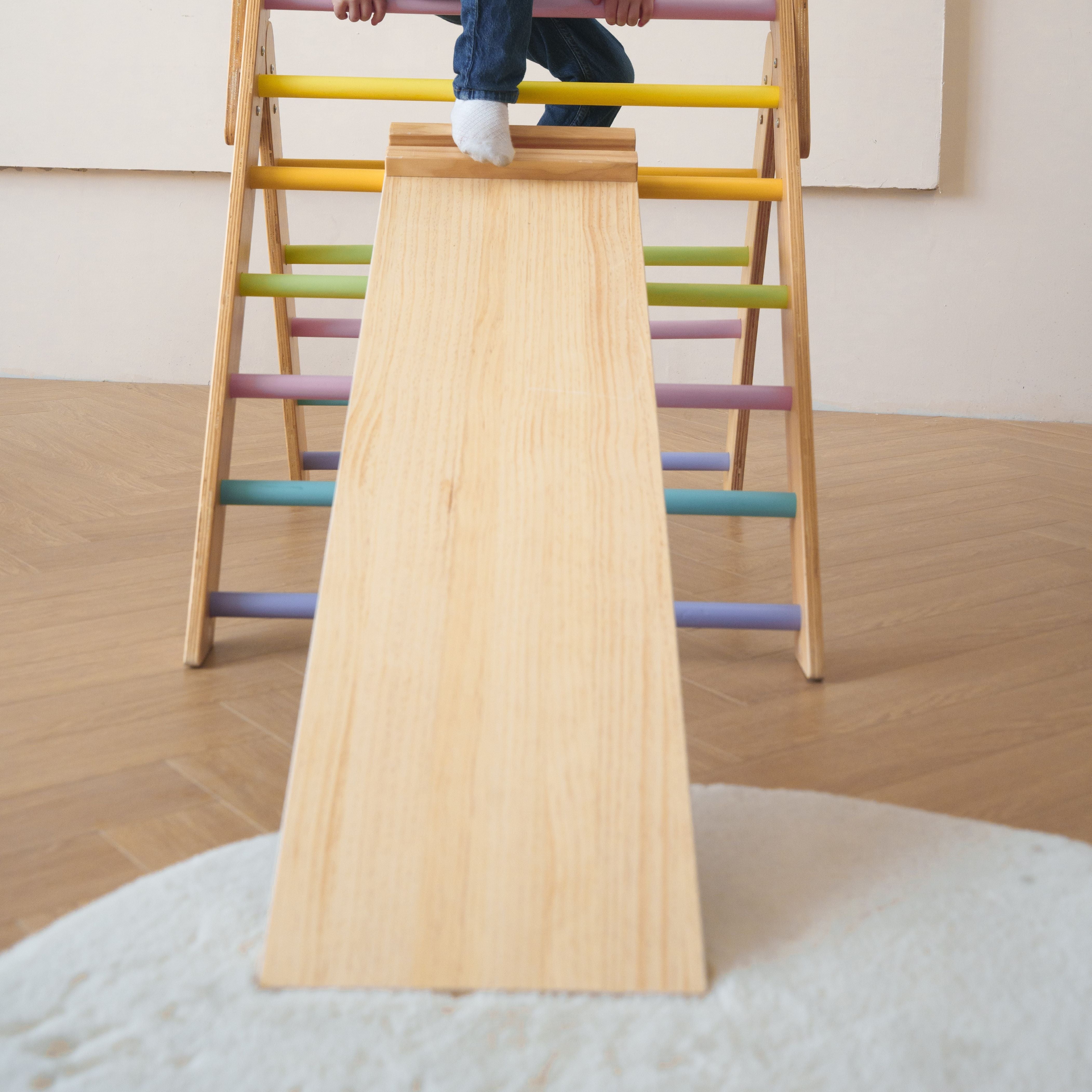 Pikler Triangle Ladder and Wooden Climber Slide | Avenlur
