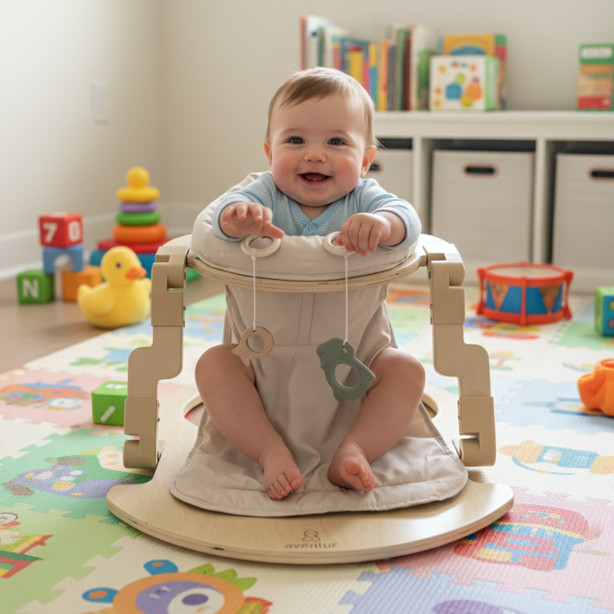 Oakling Foldable Wooden Baby Activity Seat | Avenlur
