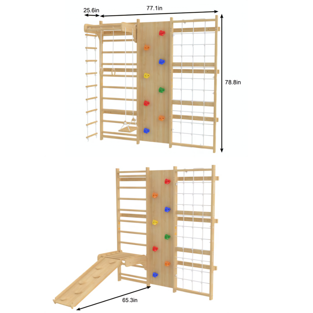 Swedish Ladder Wall Gym & Climber | 9-in-1 | Walnut | Avenlur