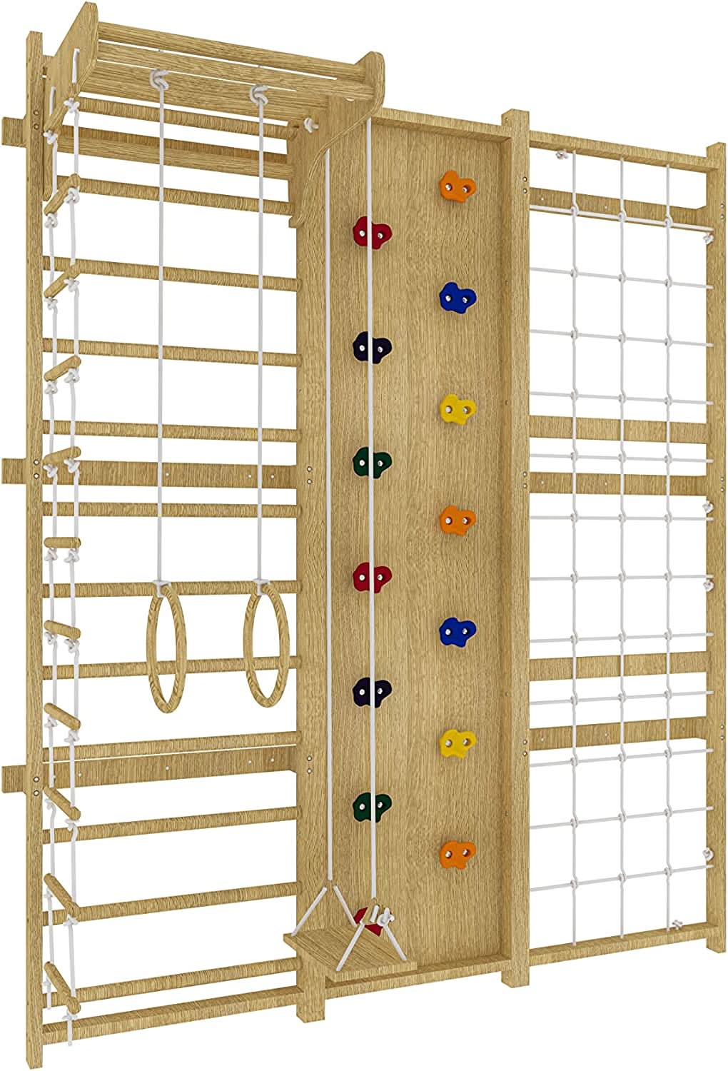 9-in-1 Wooden Swedish Ladder Wall Gym for Kids – Indoor Activity Set