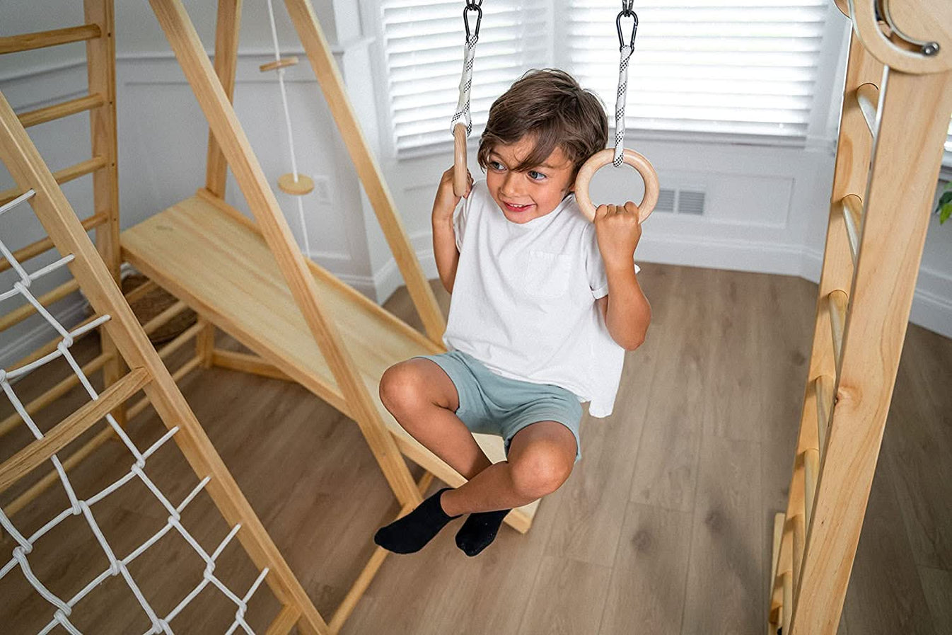 Indoor 8-in-1 Foldable Wooden Jungle Gym | Chestnut From Avenlur