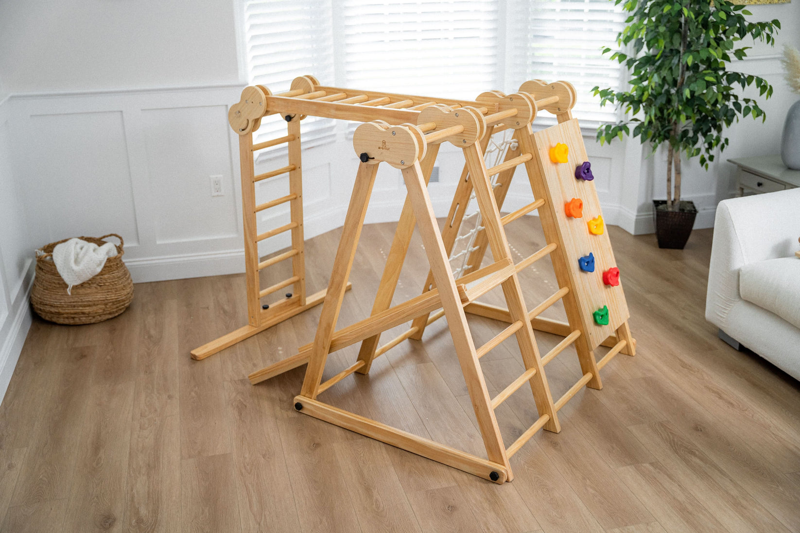 Indoor 8-in-1 Foldable Wooden Jungle Gym | Chestnut From Avenlur ...
