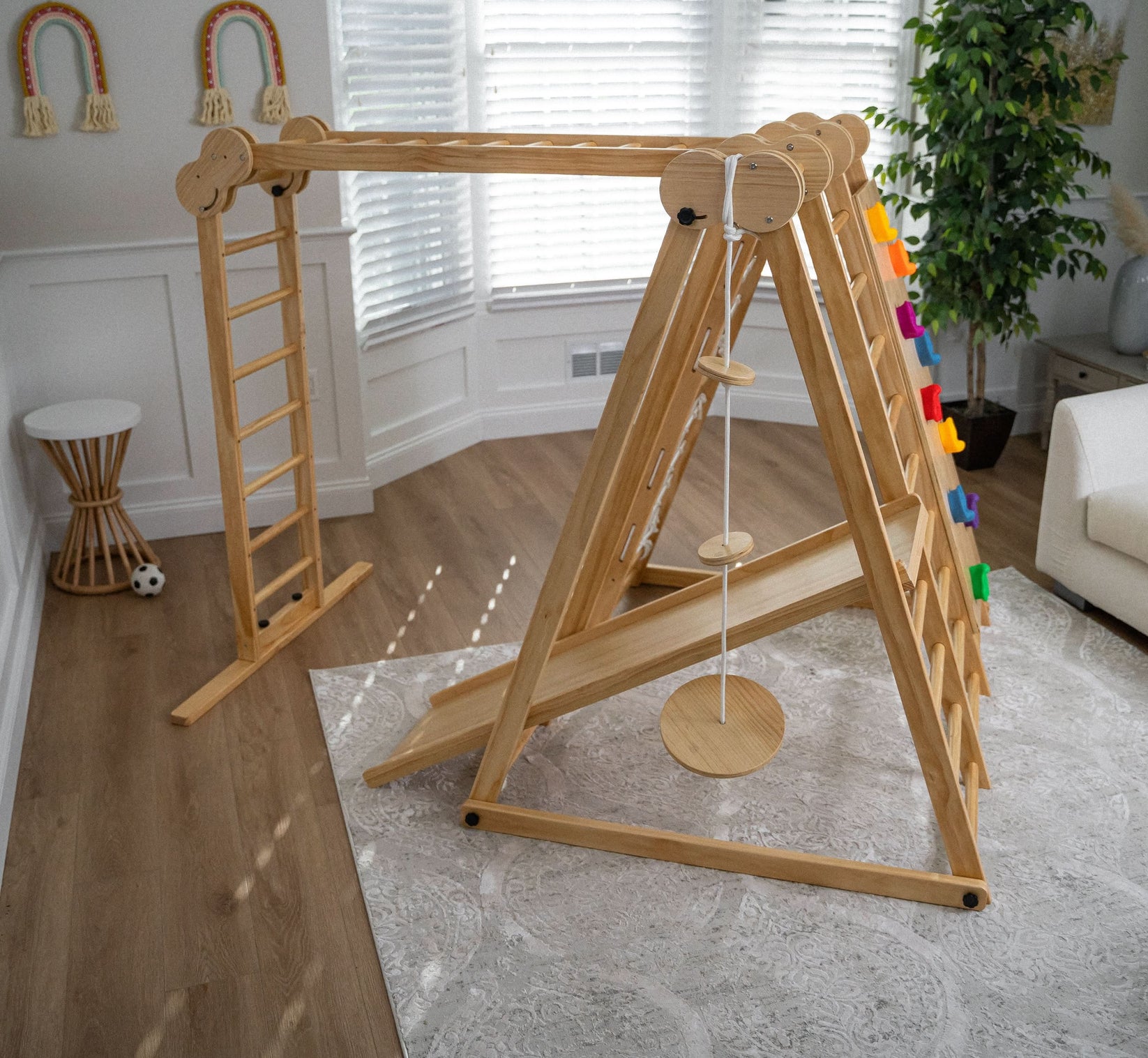 Indoor 8-in-1 Foldable Wooden Jungle Gym | Chestnut From Avenlur